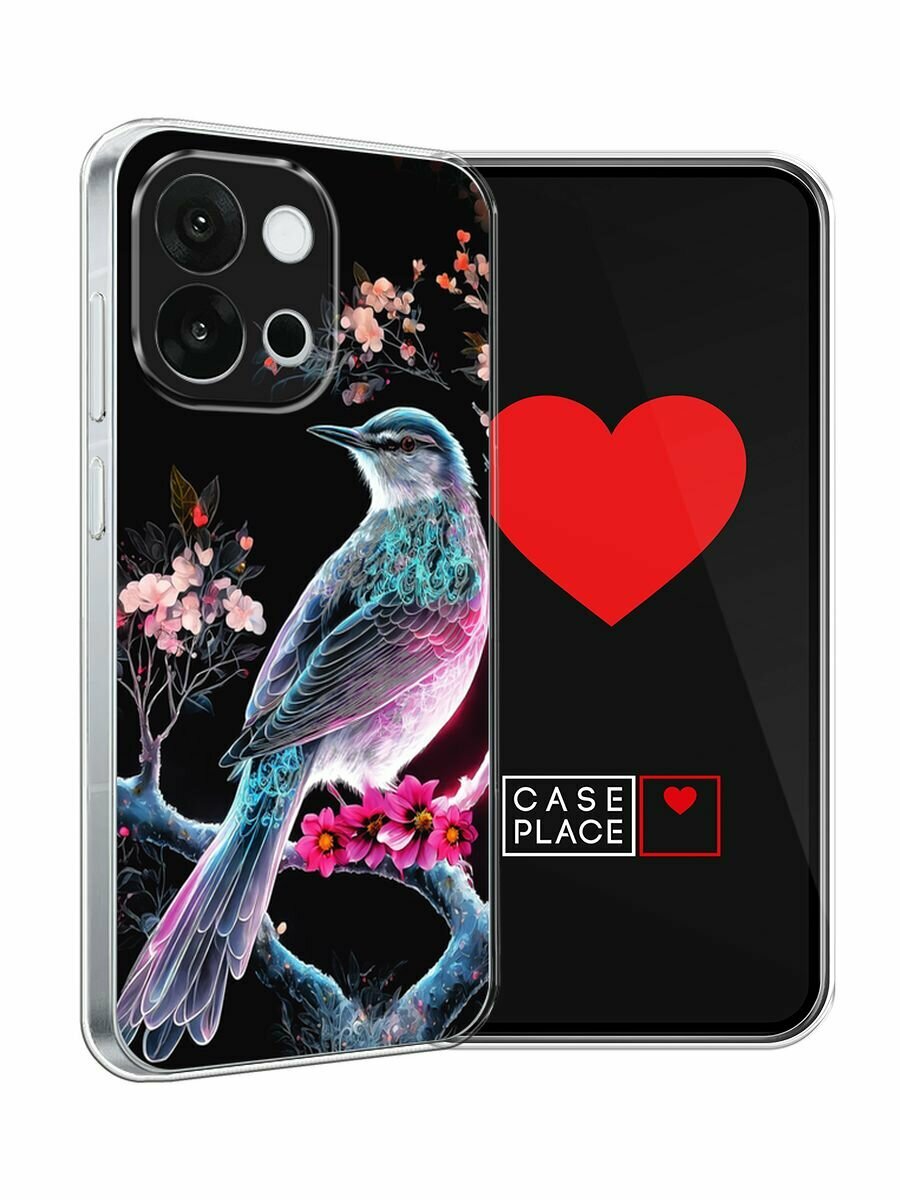 Чехол на OnePlus 13T / Ван Плас 13Т с принтом "Птица на цветущем дереве" — фото 1