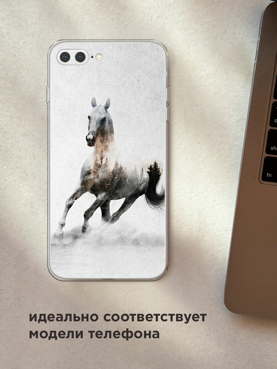 Чехол на Apple iPhone 7 Plus / Айфон 7 Плюс с принтом "Лошадь лес" — фото 1