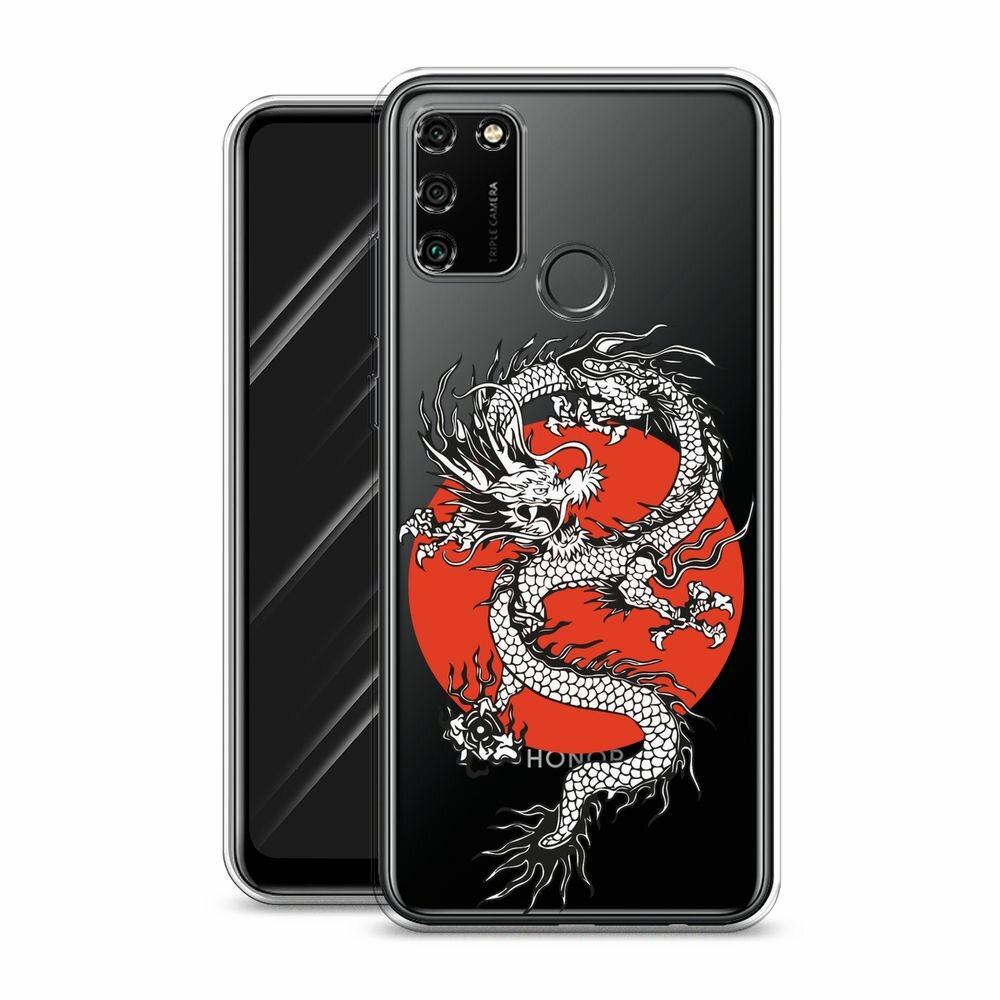 Чехол на Honor 9A / Хонор 9А с принтом "Восходящий дракон", прозрачный — фото 1