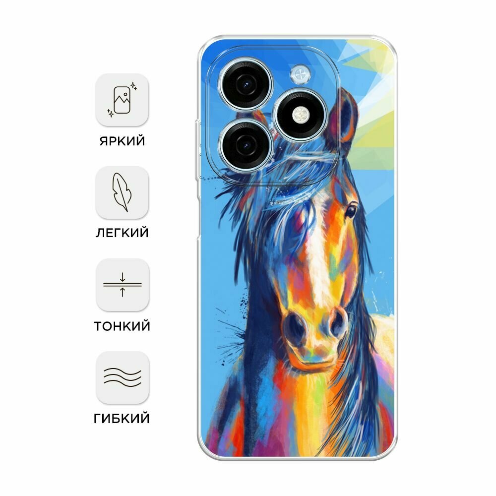 Чехол на Tecno Spark 20 / Текно Спарк 20 с принтом "Лошадь арт 3" — фото 1