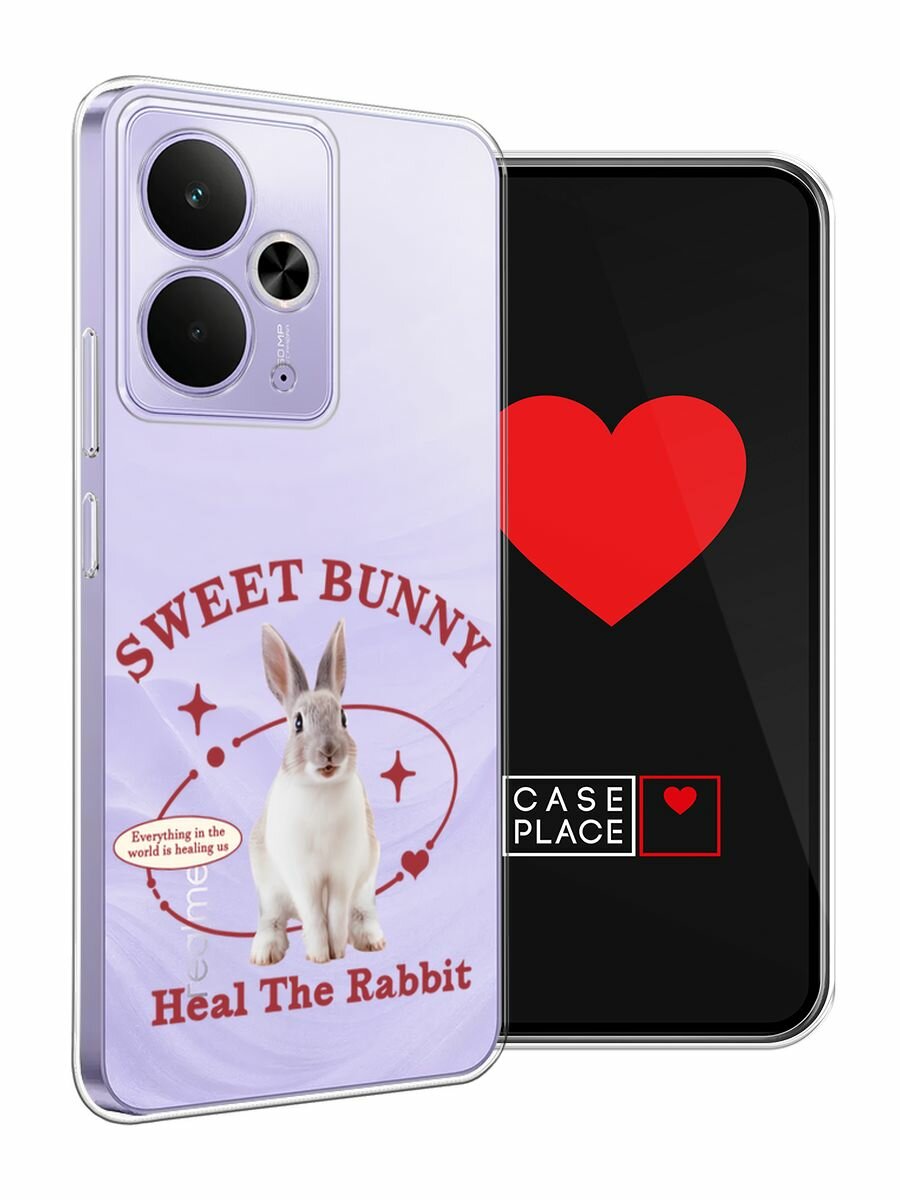 Чехол на Realme 14T / Реалми 14Т с принтом "Heal the rabbit", прозрачный — фото 1