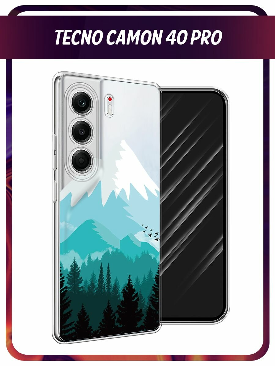 Чехол на Tecno Camon 40 Pro / Текно Камон 40 Про с принтом "Синяя снежная гора", прозрачный