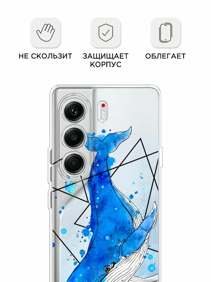 Чехол на Tecno Camon 40 Pro / Текно Камон 40 Про с принтом "Кит графика", прозрачный — фото 1