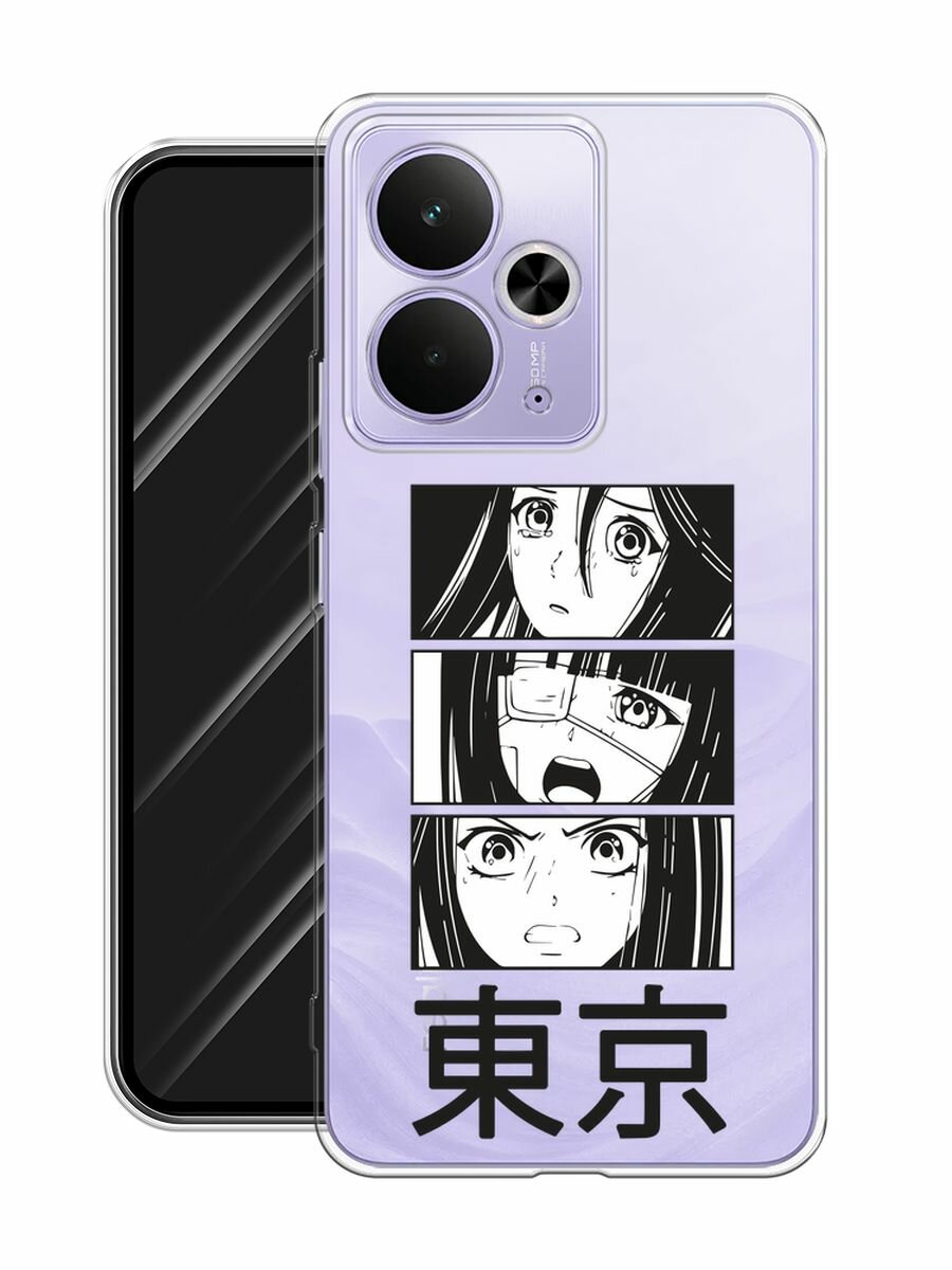 Чехол на Realme 14T / Реалми 14Т с принтом "Tokyo girls", прозрачный — фото 1