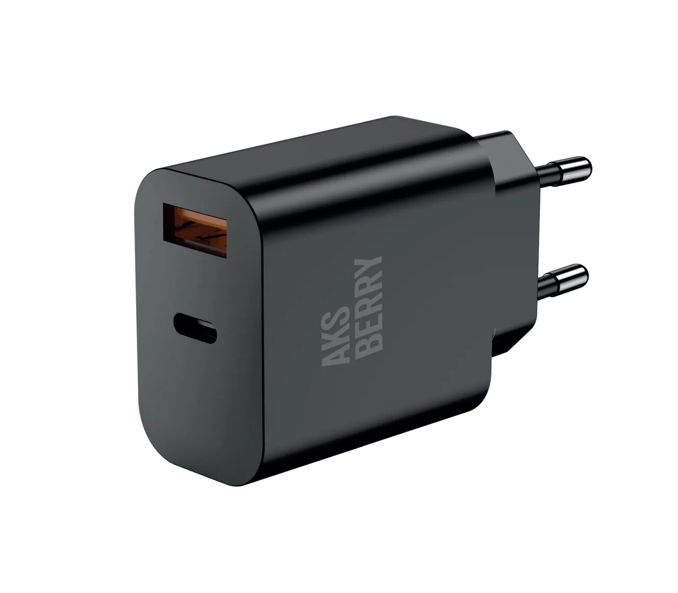 Зарядное устройство Aksberry T43, USB-C + USB-A, 20 Вт, черное