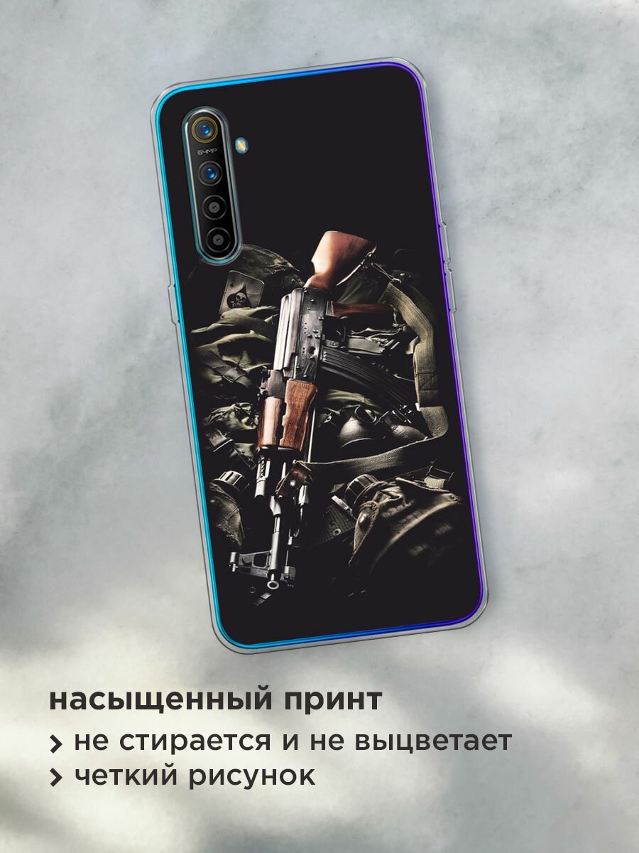 Силиконовый чехол на Realme XT / Реалми XT с принтом "Автомат" — фото 1