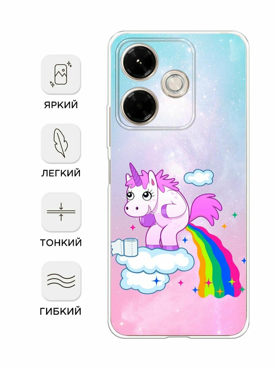 Чехол на Xiaomi Redmi 13X / Сяоми Редми 13X с принтом "Единорог какает" — фото 1