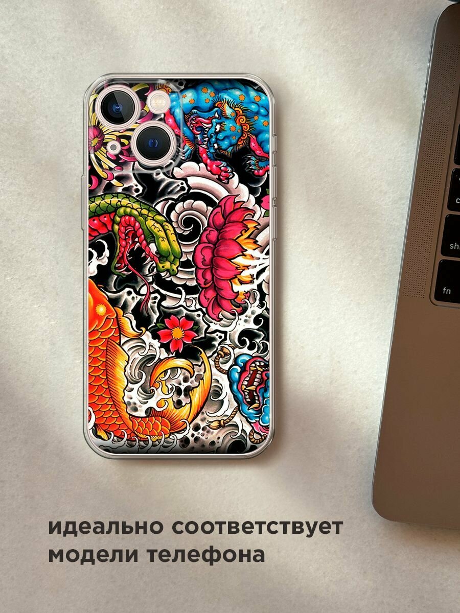 Чехол на Apple iPhone 13 mini / Айфон 13 мини с принтом "Японское искусство" — фото 1