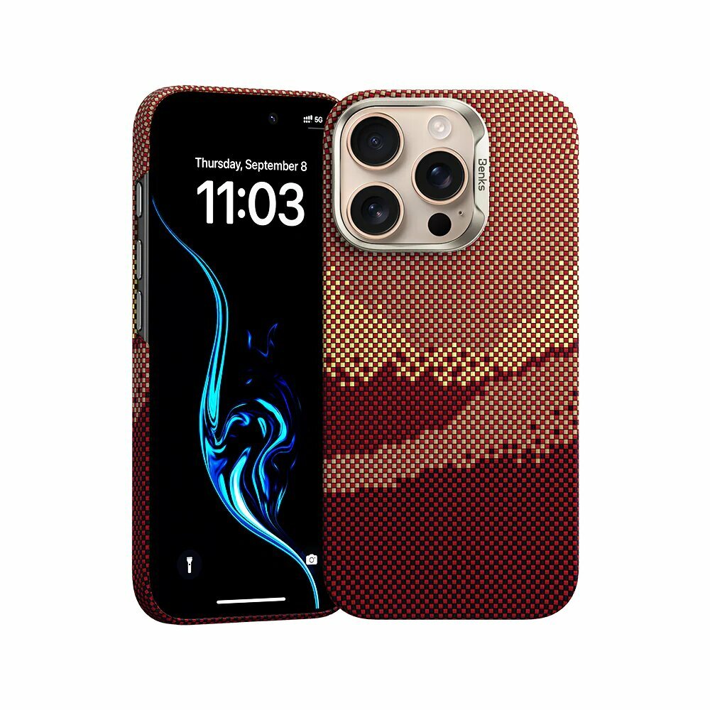 Чехол Benks GoldenTide ArmorAir Case built with Kevlar для iPhone 16 Pro Max принт золотой прилив C. K. FL. AP. GD. B066