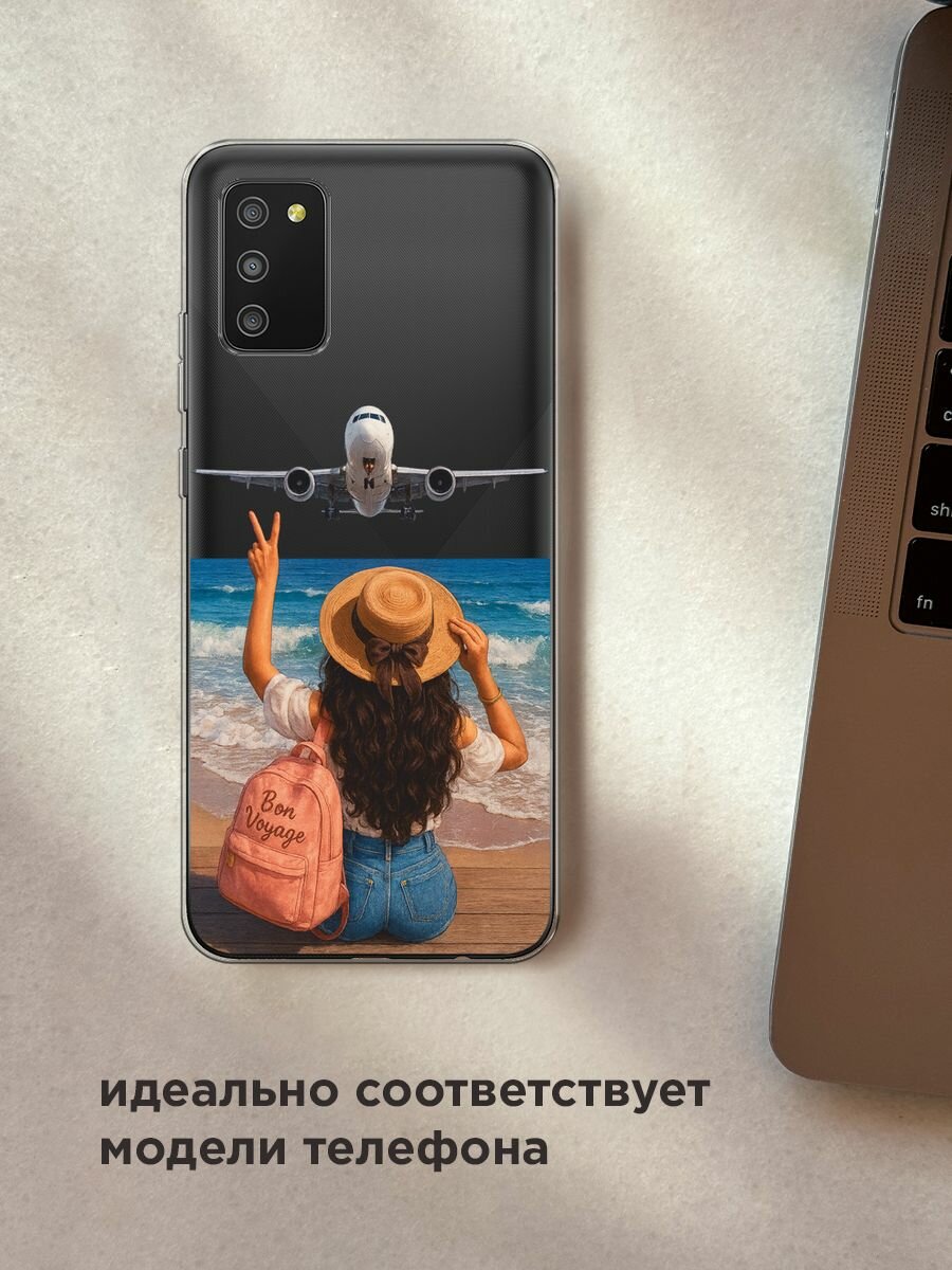 Чехол на Samsung Galaxy A02s / Самсунг Галакси A02s с принтом "Bon Voyage", прозрачный — фото 1