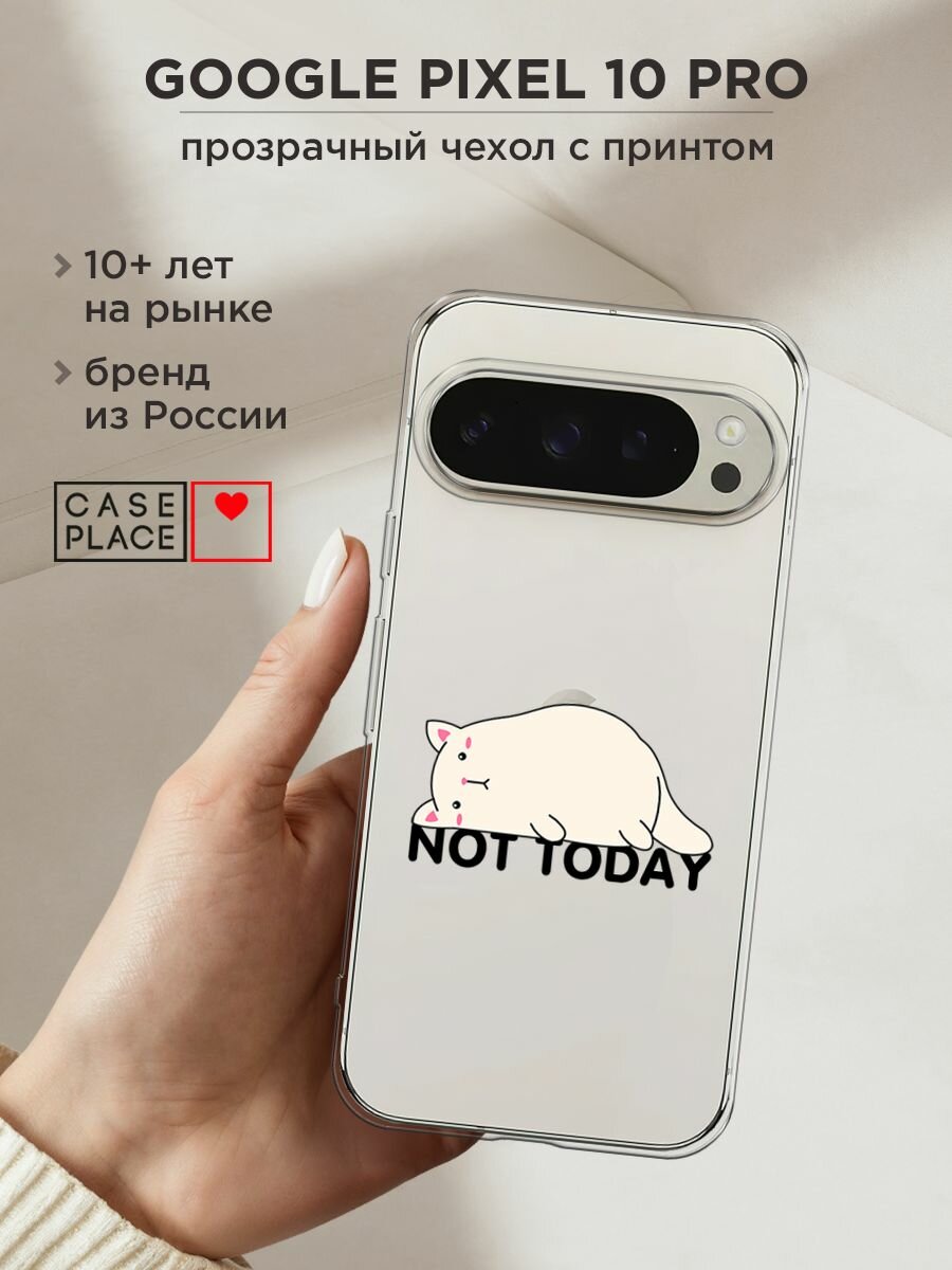 Чехол на Google Pixel 10 Pro / Гугл Пиксель 10 Про с принтом "Cat not today", прозрачный