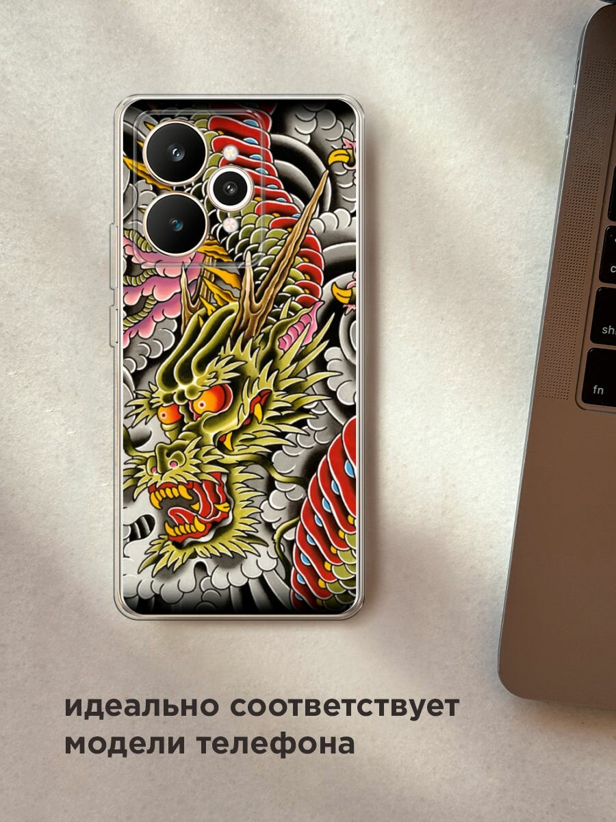Силиконовый чехол на Realme 15 / Реалми 15 с принтом "Японский дракон" — фото 1