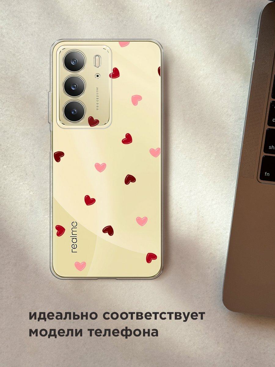 Чехол на Realme C75 4G / Реалми C75 4G с принтом "Бордовые сердечки 2" — фото 1