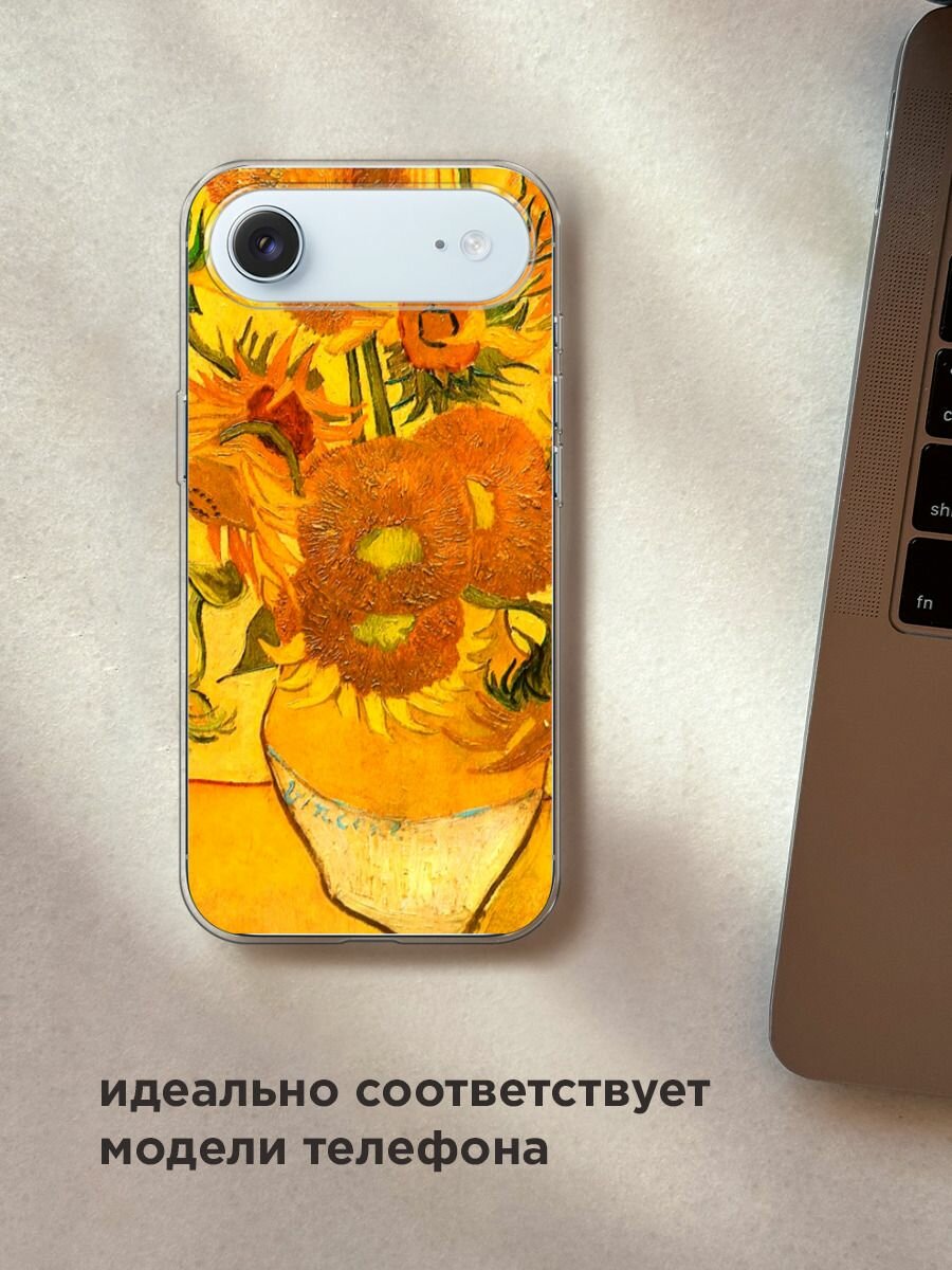 Чехол на Apple iPhone Air / Айфон Айр с принтом "Оранжевые подсолнухи" — фото 1