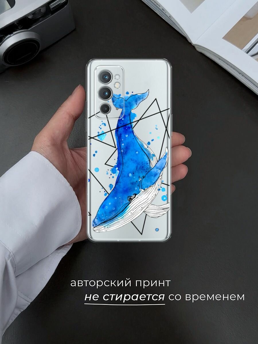 Чехол на OnePlus 9RT / ВанПлас 9RT с принтом "Кит графика", прозрачный — фото 1