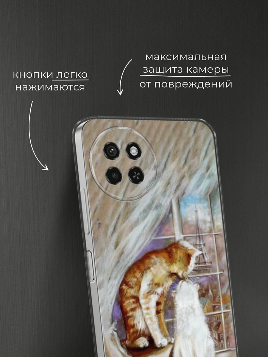 Чехол на Itel S23 / Ител S23 с принтом "Влюбленные котики 1" — фото 1