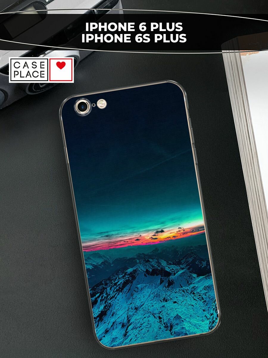 Чехол на Apple iPhone 6 Plus/6S Plus / Айфон 6 Плюс/Айфон 6С Плюс с принтом "Закат в горах"