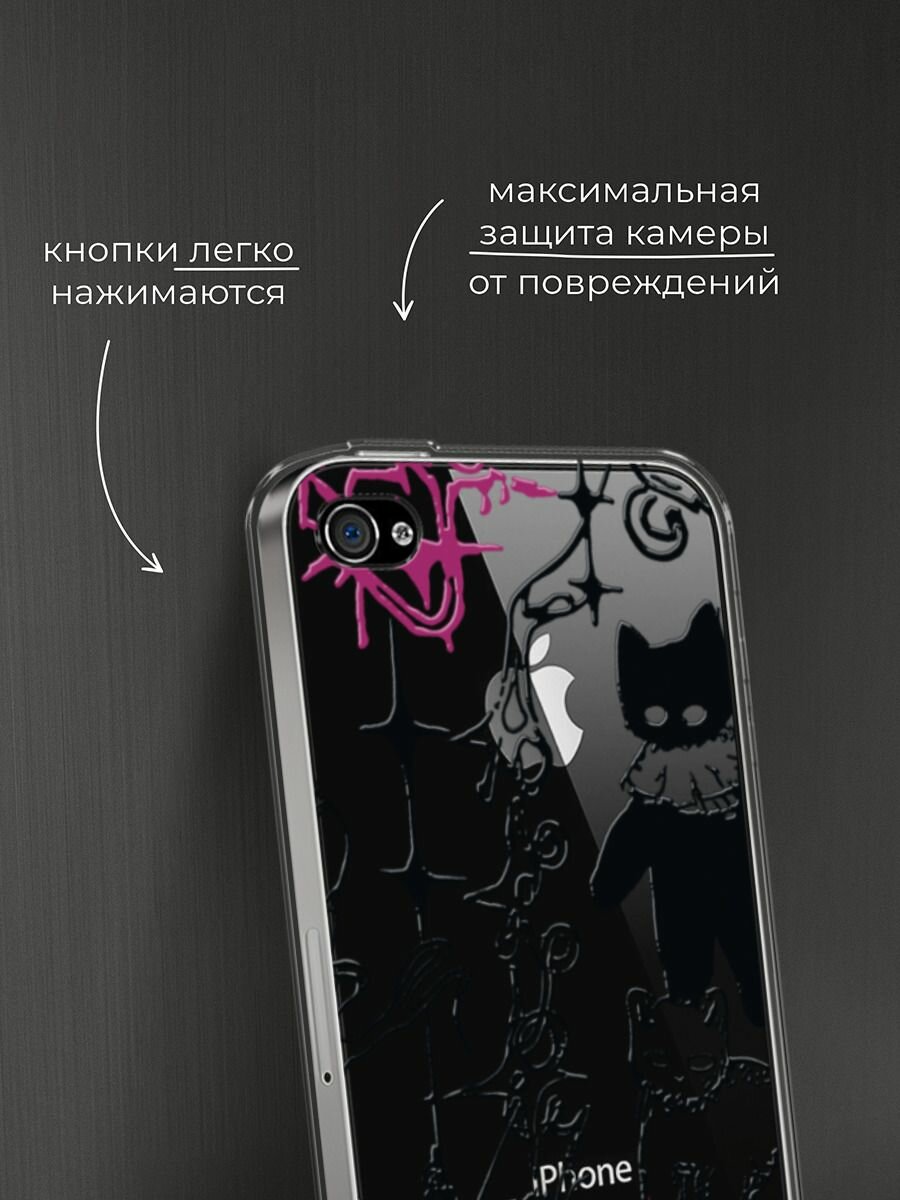 Чехол на Apple iPhone 4/4S / Айфон 4/4S с принтом "Готические котики" — фото 1