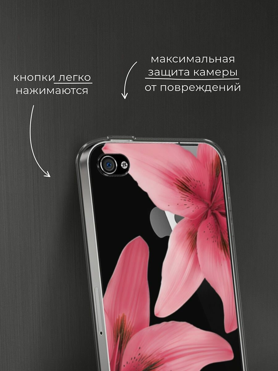 Чехол на Apple iPhone 4/4S / Айфон 4/4S с принтом "Pink flower" — фото 1