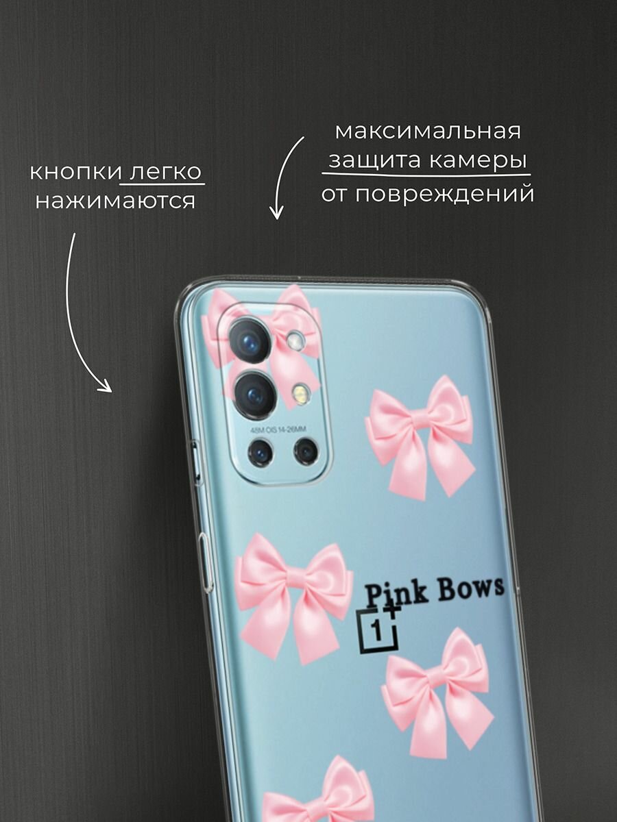 Чехол на OnePlus 9R / ВанПлас 9R с принтом "Pink Bows", прозрачный — фото 1