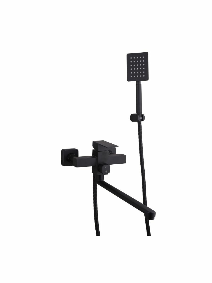 Melodia Della Vita Смеситель ванна MELODIA Square картридж 35мм длинный излив 350мм нерж. сталь черный MDV30641bk