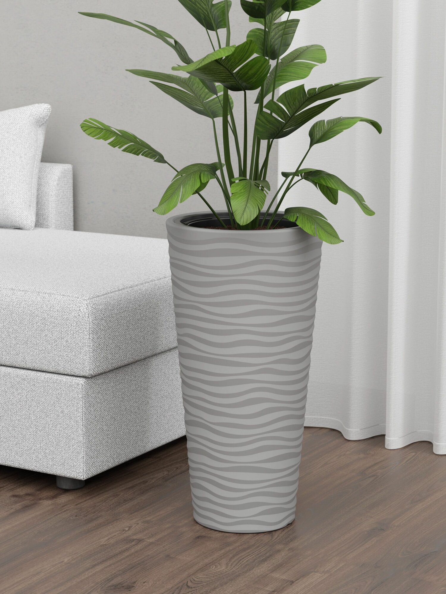 Кашпо Оазис 43л со вставкой 10л серый