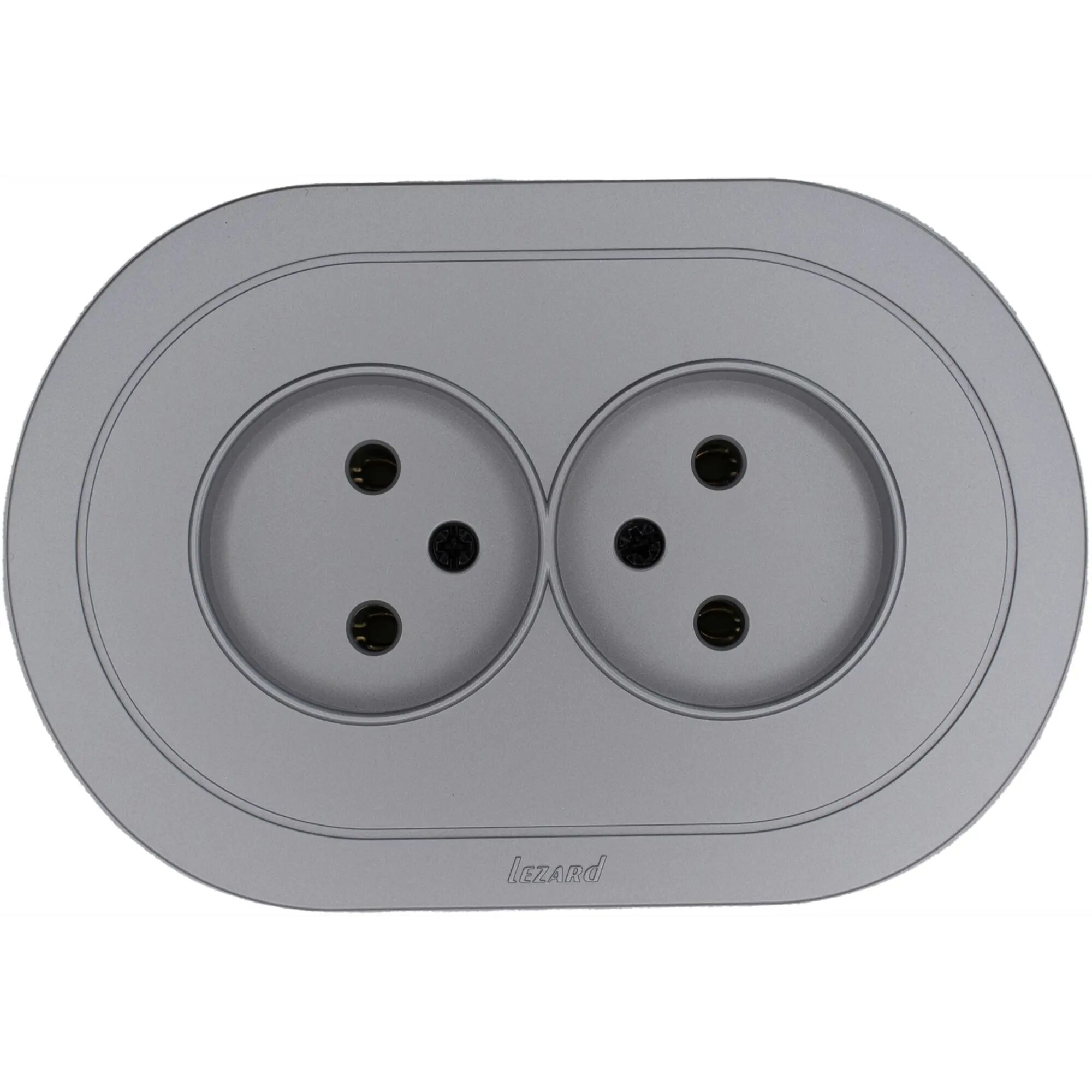 Osen Розетка двойная встраиваемая без заземления круглая серого цвета для скрытого монтажа