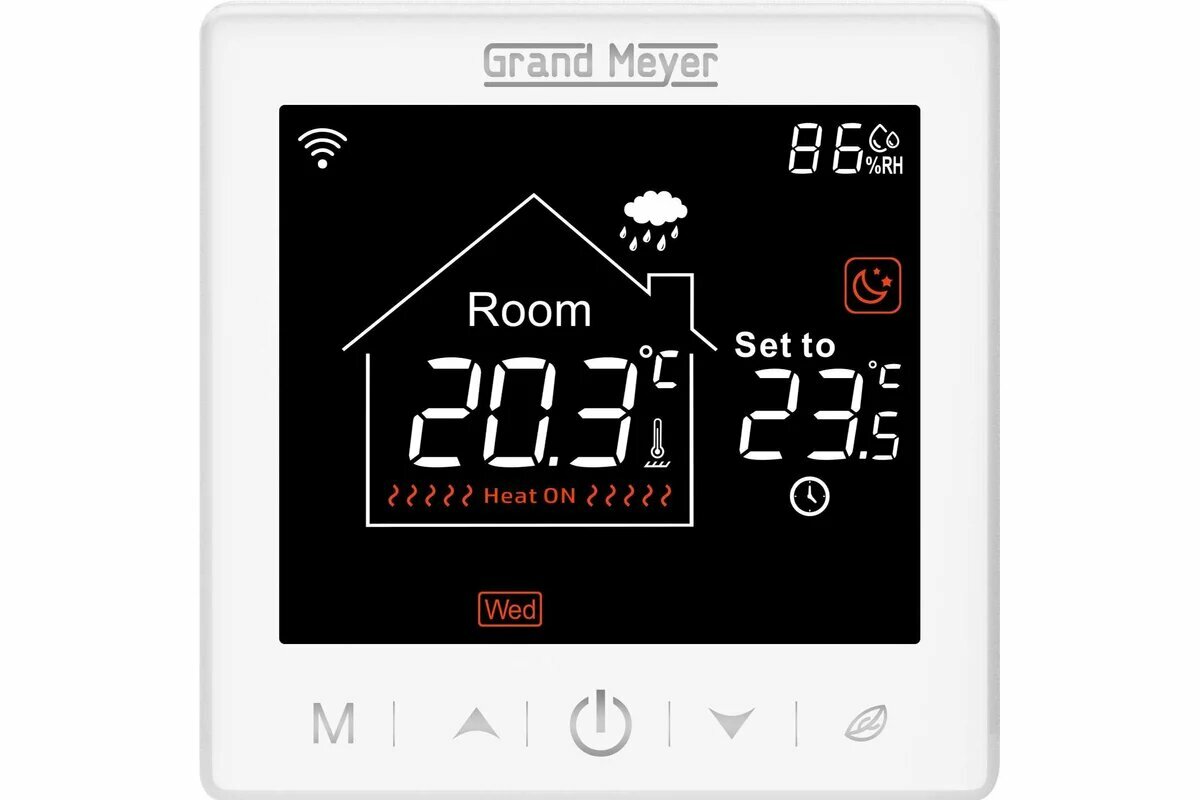 Grand Meyer Терморегулятор Wi-Fi SN-10 белый умный термостат для дома и офиса