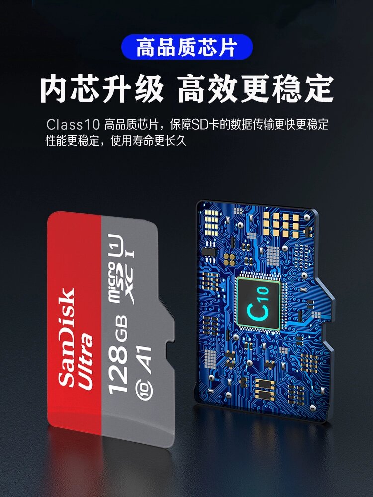 Карта памяти SanDisk TF 128 ГБ для видеорегистратора, 64 ГБ для камеры видеонаблюдения, высокоскоростная 32 ГБ для