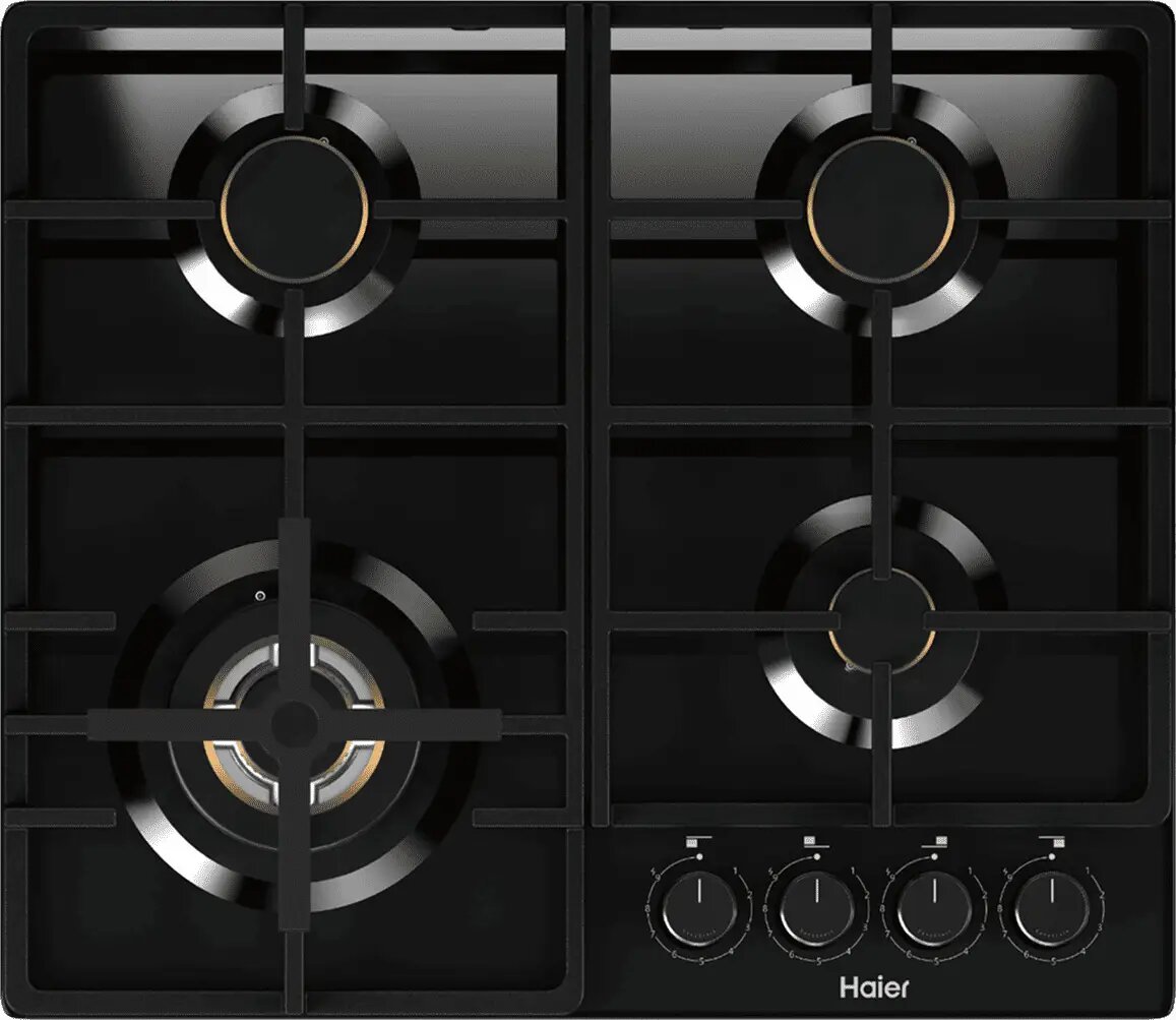 Газовая варочная панель Haier HHQ-G64CAQB, черный, закаленное стекло