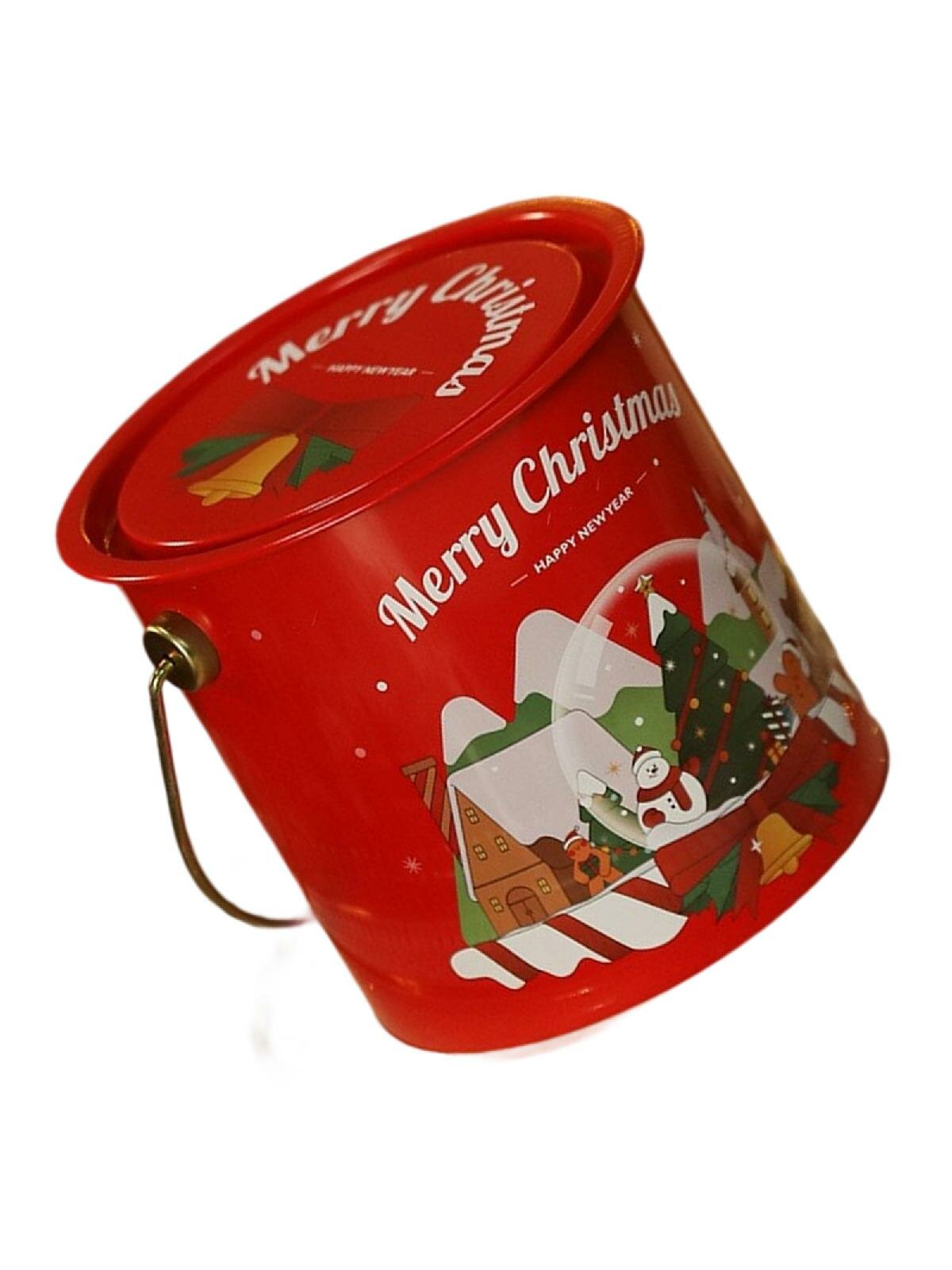 Прочная круглая жестяная праздничная подарочная коробка Удобное хранение для дома или офиса