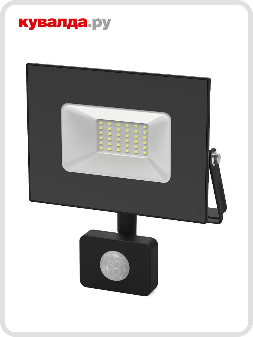 Прожектор GAUSS Elementary 50w 3450lm 6500к 175-265v ip65 черный с датчиком движения
