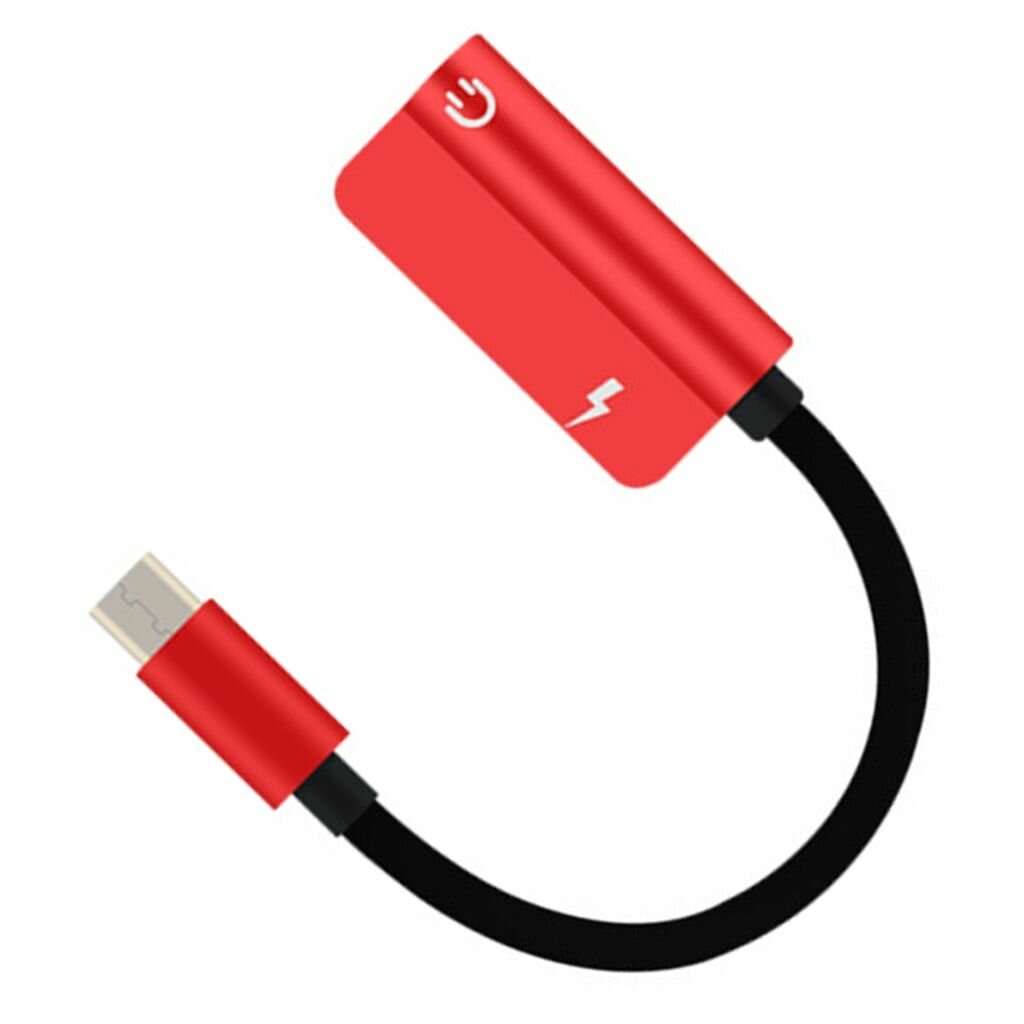 Подходит для Xiaomi / Huawei Type c с гарнитурой "два в одном" 3,5 мм прослушивания песен и разговоров конвертер быстрой зарядки красный