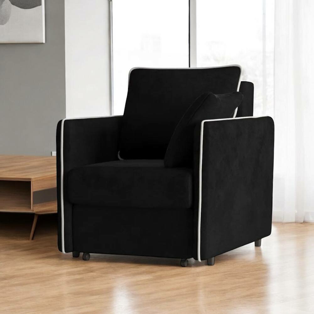 Кресло-кровать Cardinal, Для Дома, Антивандальный велюр, Цвет: Черный