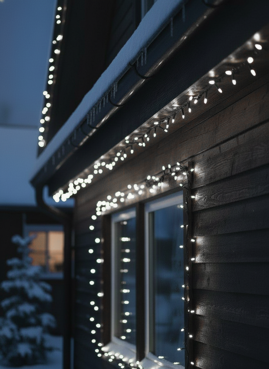 Новогодняя гирлянда уличная линейная, 960 LED, белая, на тёмном проводе, 8 режимов, 100 м