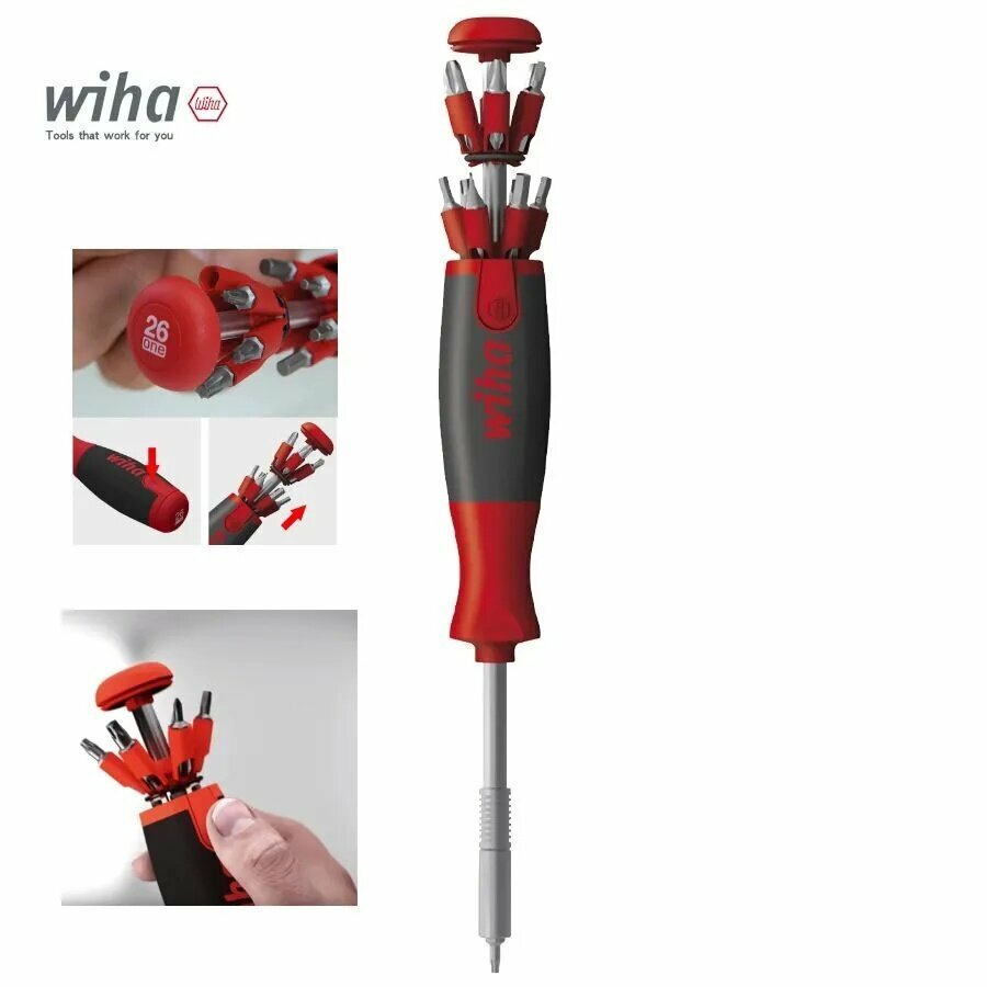 WIHA , Набор отверток 26 в 1 с двухголовым магнитным держателем бит, 40907