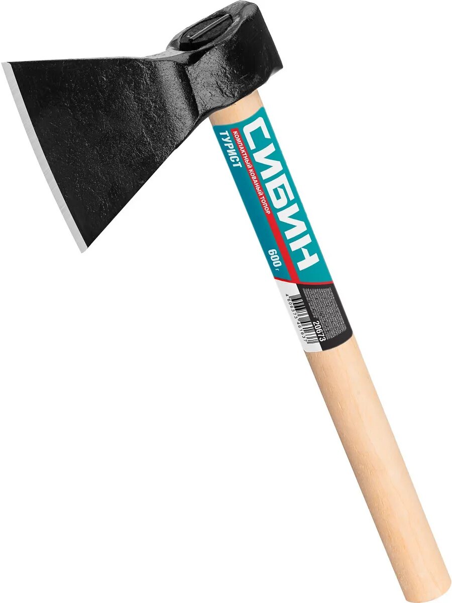 Турист, 600/800 г, 390 мм, кованый топор с округлым лезвием