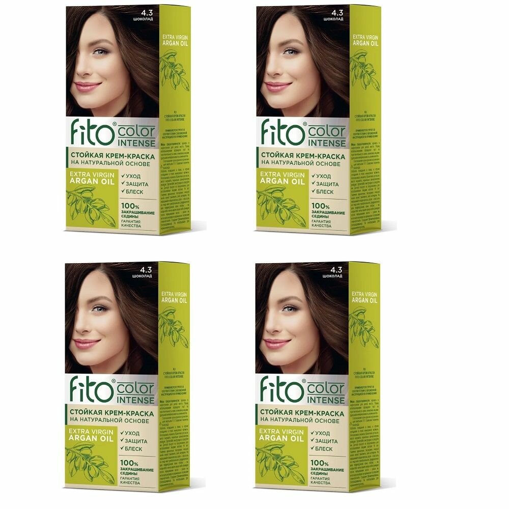Краска для волос Fito color intense, тон 4.3 Шоколад, 115мл, 4шт