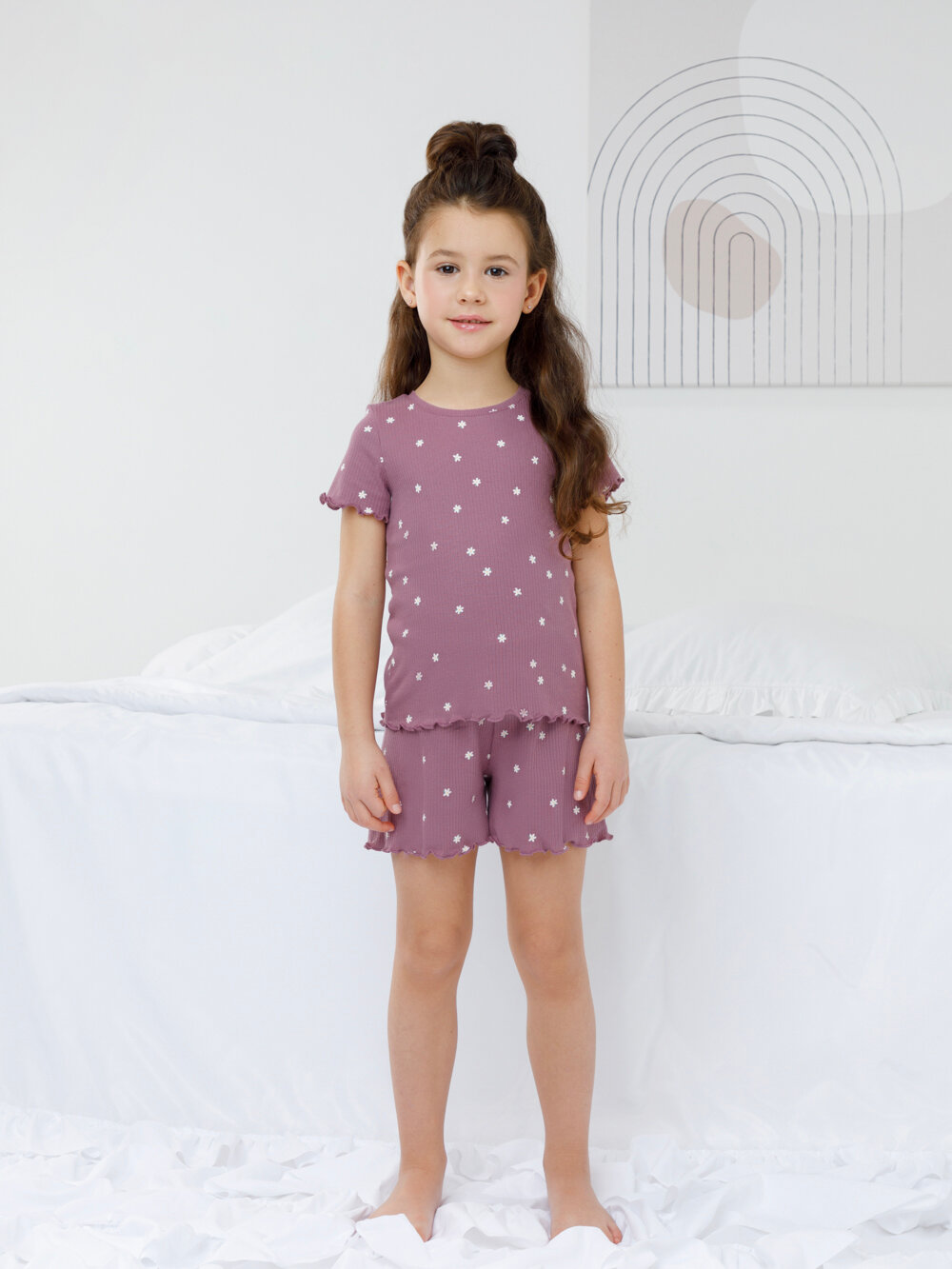 Пижама К 1652/темная орхидея,поле с ромашками