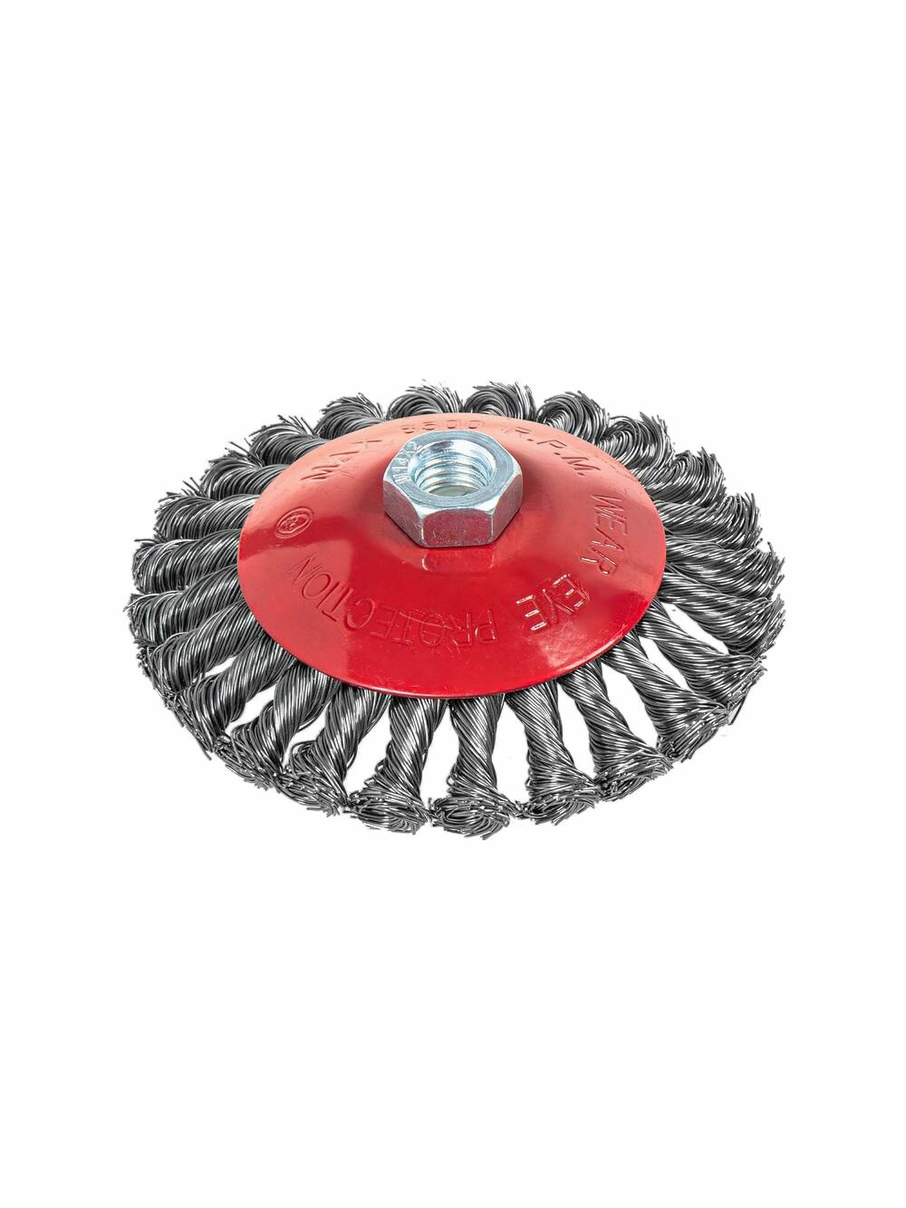Щетка для УШМ конусная 125 мм, посадка M14, стальная витая проволока d 0.5мм, 8500 об/мин ARNEZI R8048125