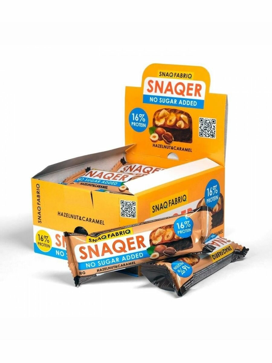 Батончик протеиновый глазированный Snaq Fabriq "Фундук и карамель", 30шт х 50г