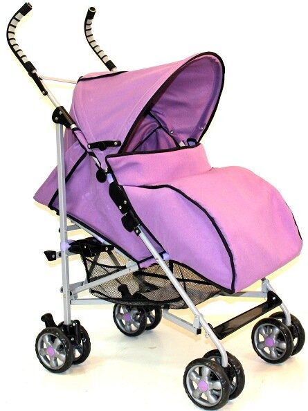 Коляска трость Stiony GREEN PLUS (сиреневый с бегем) с чехлом и дождевиком