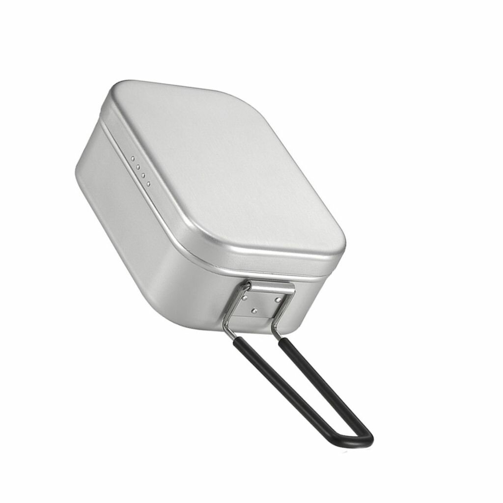 Алюминиевый контейнер для кемпинга, ланч-бокс Bentos со складной ручкой, портативный, прочный, сброса давления