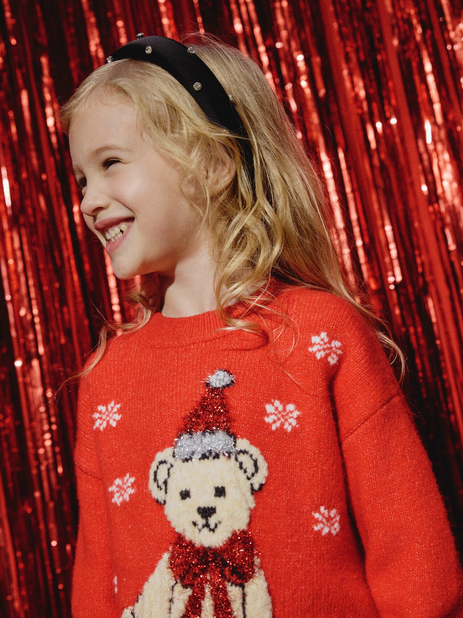 Новогодний ободок черный вечерний с бусинами