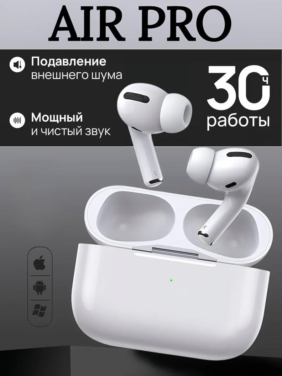 Наушники беспроводные АIR PRО с шумоподавлением для iPhone и Android