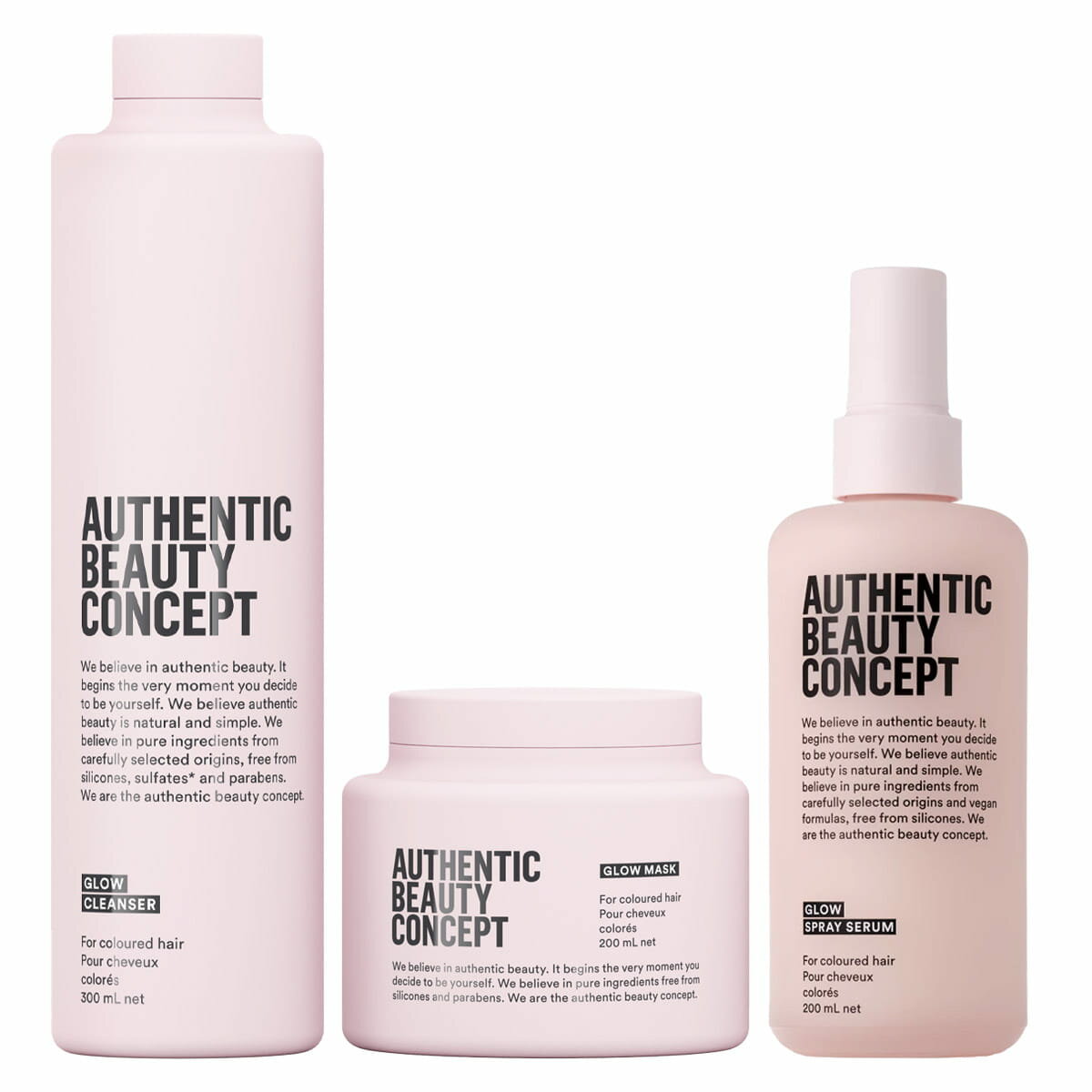 Authentic Beauty Concept Набор для сияния и блеска для густых и окрашенных волос шампунь , маска , сыворотка Glow из 3 предметов