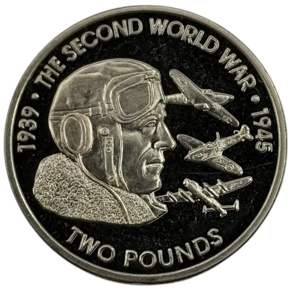 Брит. тер. в Индийском океане 2 фунта 2019 г. (80 лет началу Второй мировой войны - Лётчик) (CN)