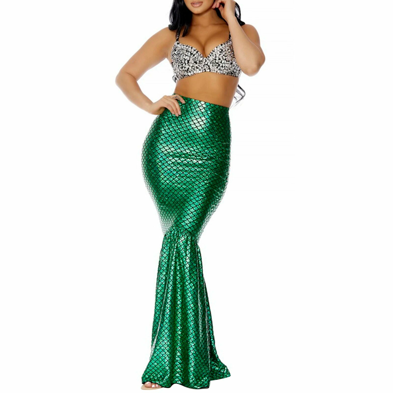 Женский костюм русалки полиэстер S, зеленый