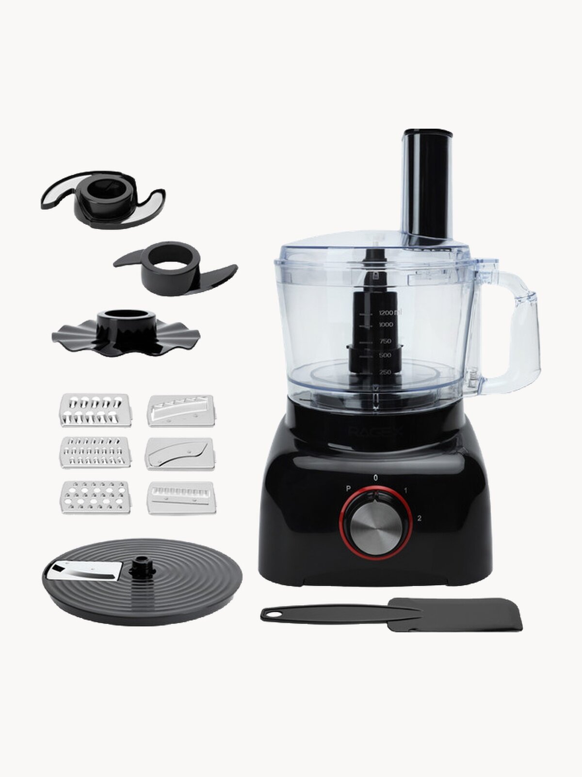 Кухонный комбайн 11 в 1, объем 1.2 литра, 2 скорости, мощность 600 Вт, черный