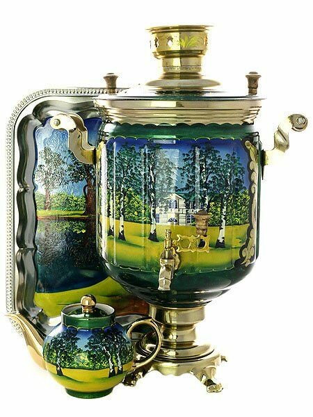 Набор самовар 10 л электрический с художественной росписью Ясная поляна